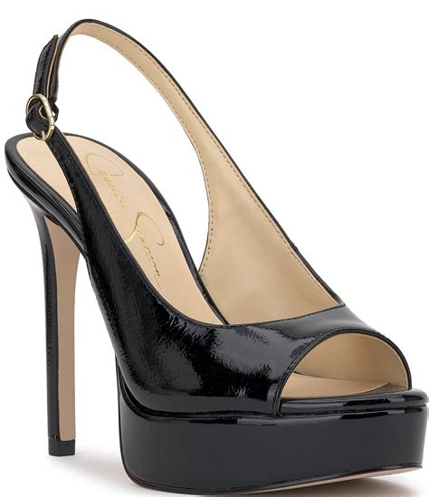 Jessica Simpson Sibilla Patent Peep Toe Slingback Platform Dress Pumps Dillards