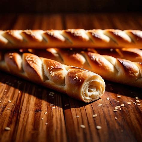 Breadstick Long Small Sticks Of Freshly Baked Bread Food Meal Staple Stock Illustration