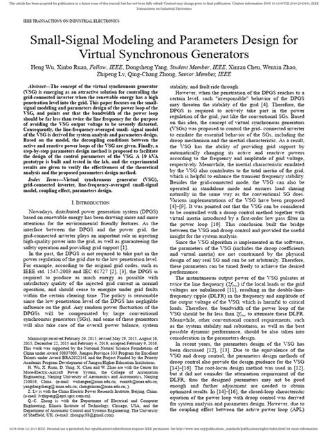 Small Signal Modeling And Parameters Design For Vsg Pdf Ac Power Electrical Engineering