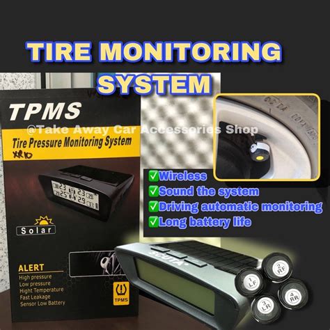Tpms Tyre Pressure Monitor System Solar Car Tire Pressure Alarm System Lcd Display 4 External