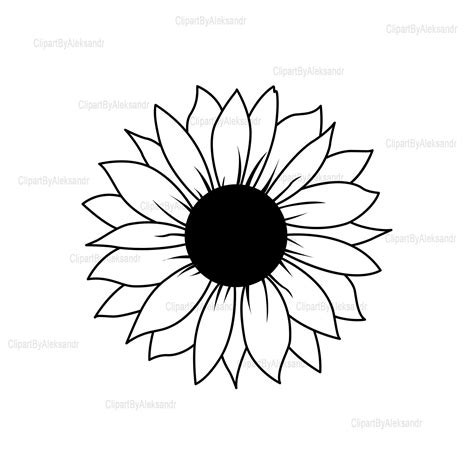 Black And White Sunflower Clip Art For Creative Designs