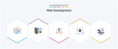 Web Development Flat Icon Pack Including Setting Development Page Setting Development