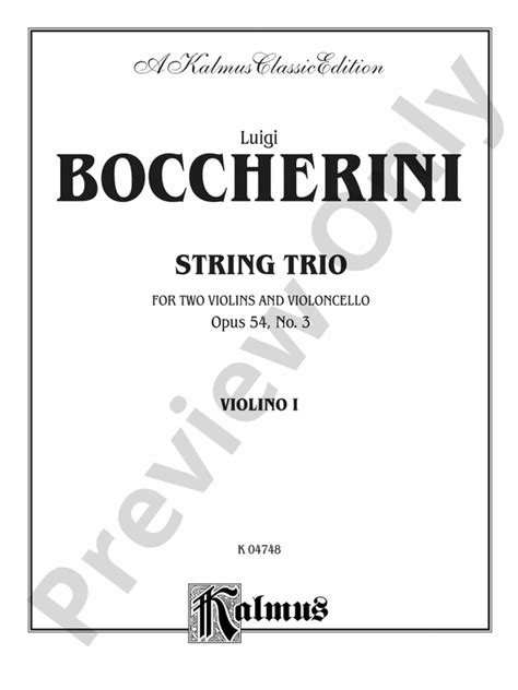 Boccherini String Trio Op 54 No 3 String Trio Book Luigi Boccherini Digital Sheet Music