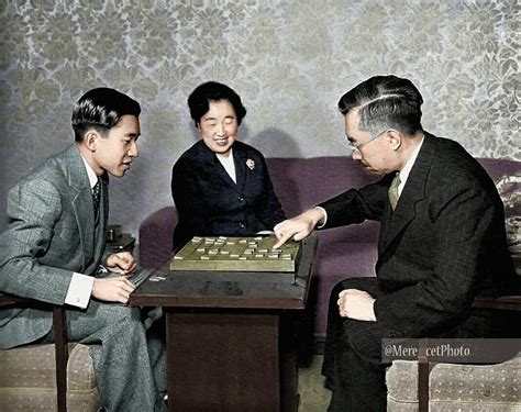 The Emperor Hirohitoshowa And His Son Akihito Playing Shogi While