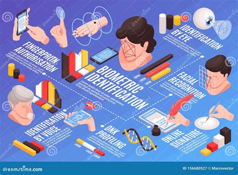 Isometric Biometrics Infographic Flowchart Stock Vector Illustration