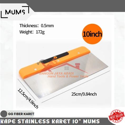 Jual Kapi Kape Skrap Gypsum Gipsum 10 Inch 25 Cm Stainless Gagang Karet Fiber Alat Dempul Plamir