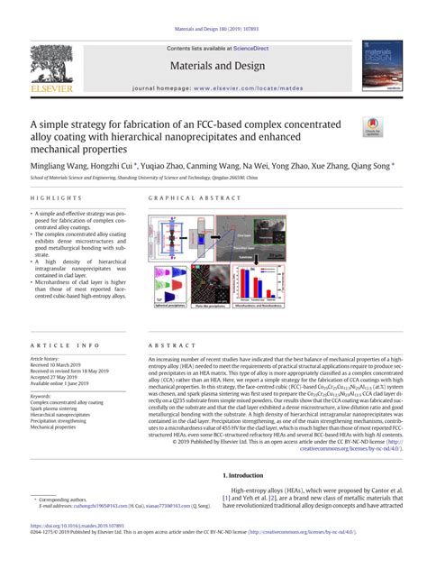 Pdf A Simple Strategy For Fabrication Of An Fcc Based Complex