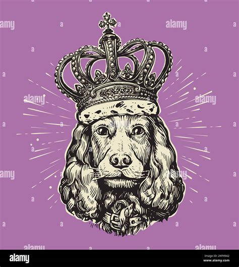 Royal Portrait Of Cute Dog In Crown Pet Animal Cocker Spaniel Head