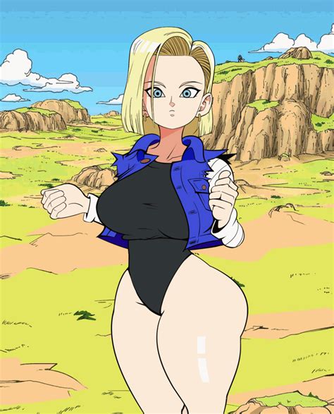 Rule 34 2020s 2022 Android 18 Animated Biting Lip Blonde Hair Blue