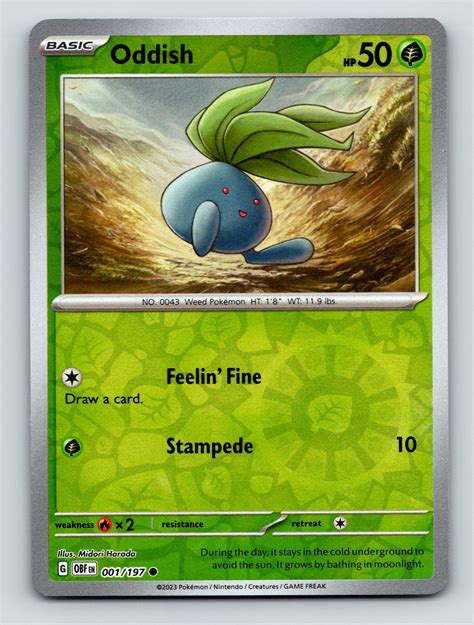 Basic Oddish Hp 50 Feelin Fine Stampede Green Vibrant Pokémon Card Ebay