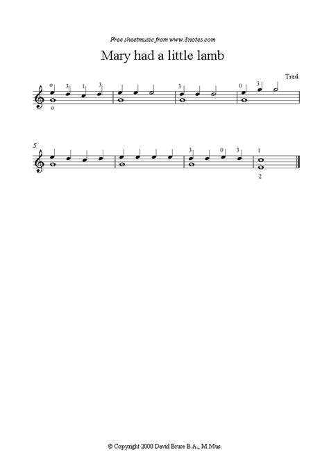 Mary Had A Little Lamb Sheet Music For Guitar