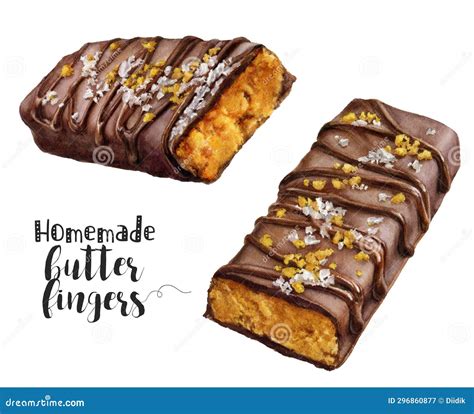 Watercolor Illustration Of Butterfingers Dessert Close Up Design Template For Packaging Menu