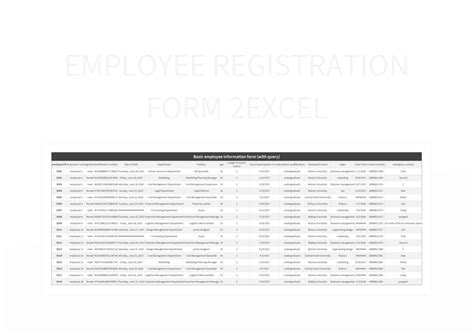Free Employee Registration Templates For Google Sheets And Microsoft Excel Slidesdocs