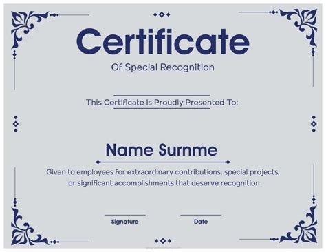 Special Recognition Certificate Templates 40 Free Printable Award