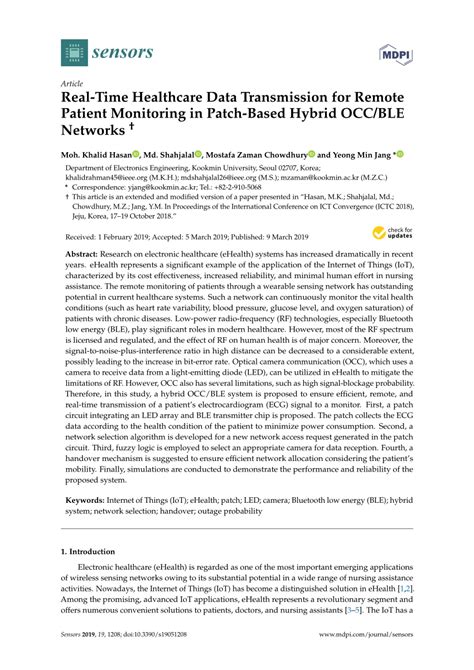 Pdf Real Time Healthcare Data Transmission For Remote Patient Monitoring In Patch Based Hybrid