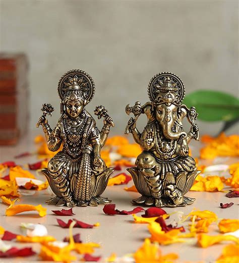 Buy Golden Pure Brass Laxmi Ganesh Ji Idols At 60 Off By Habereindia