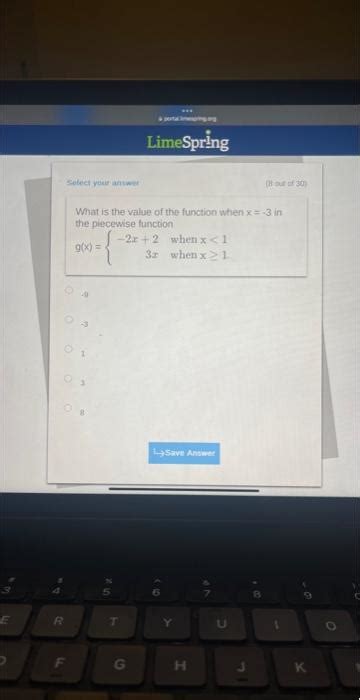 Solved What Is The Value Of The Function When X 3 In The Chegg Com
