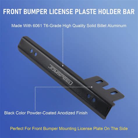 Jdmspeed Soporte De Montaje Delantero Universal Para Placa Con Barra De Soporte Negro Yaxa