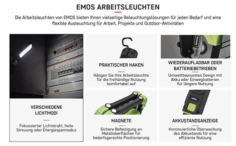 Emos Foldable Led Construction Spotlight 360° Rotating Work Light With Bracket Super Bright