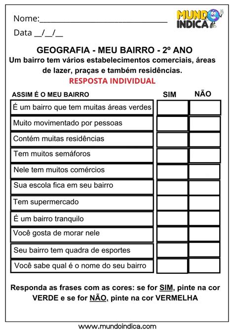20 Atividades De Geografia Para 2 Ano Ensino Fundamental Com Respostas