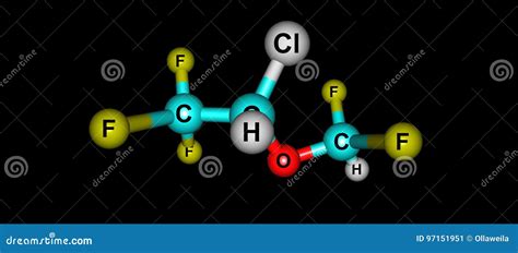 Isoflurane Molecular Structure Isolated On White Royalty Free Cartoon