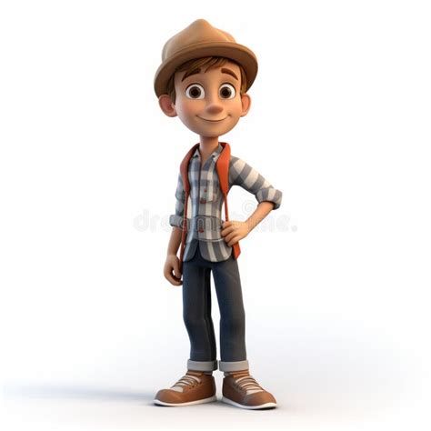 3d Render Cartoon Of Adult Harper In Hat And Jeans Stock Illustration Illustration Of