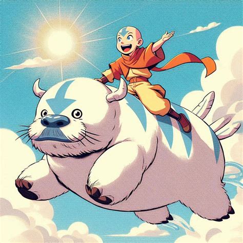 Avatar Aang Rides Appa Ai Art By Mnwachukwu16 On Deviantart