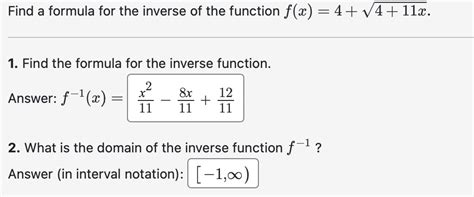 Find A Formula For The Inverse Of The Function