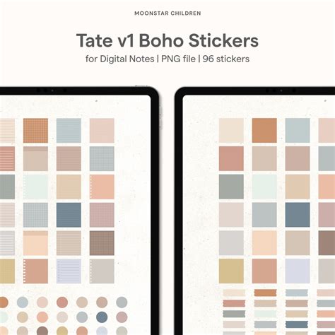 Jual Tate V1 Boho Sticky Notes Digital Memo Stickers For Bujo Bullet