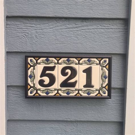 House Numbers Address Tiles Framed Set Custom Address Tiles Sign Hand