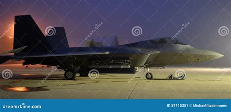 F 22 Raptor At Night Stock Image Image Of Plane Army 57115351