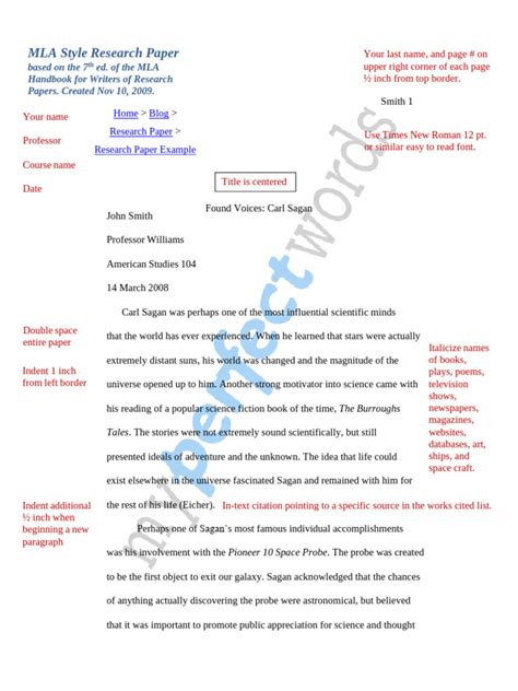 Research Paper Example Mla Format Myperfectwords Research Paper