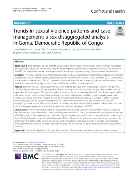Pdf Trends In Sexual Violence Patterns And Case Management A Sex