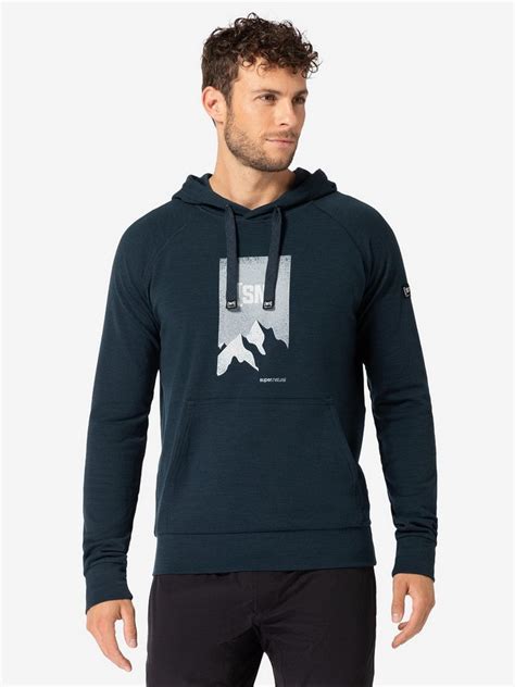 Super Natural Sweatshirt Für Herren Merino Favourite 2 Pitch Mit Berg Motiv