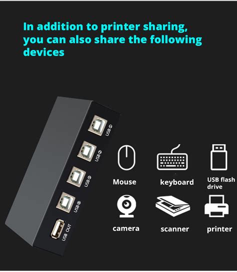 USB Print Sharer Switch In Out USB Auto Printer Sharer Splitter For Printer Scanner Plotter