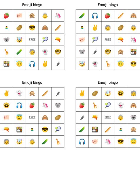 Emojis Bingo Wordmint