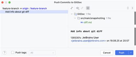 提交更改并将其推送到 Git 仓库 Intellij Idea 文档