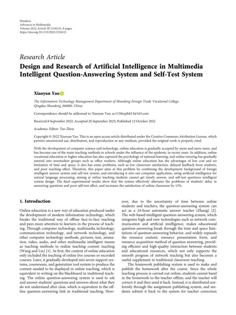Pdf Design And Research Of Artificial Intelligence In Multimedia Intelligent Question