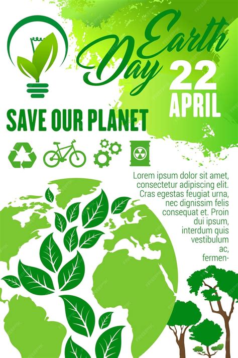 Premium Vector Earth Day And Save Planet Poster For Eco Concept