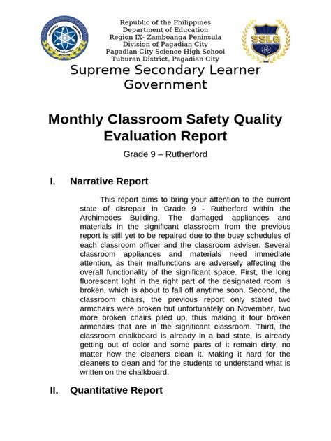 Classroom Evaluation Report201 Pdf Classroom