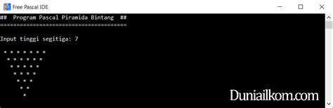 Latihan Program Pascal Membuat Piramida Bintang Terbalik