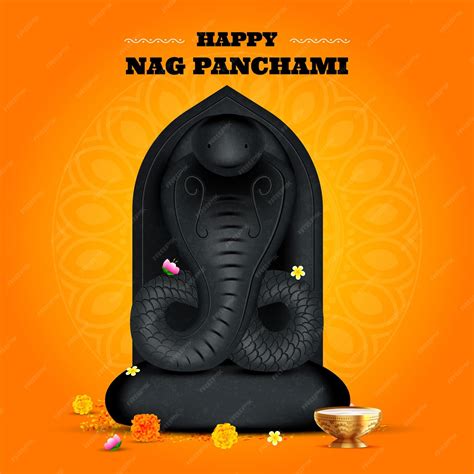 Premium Vector Happy Naga Panchami Nag Devta Black Stone Statue