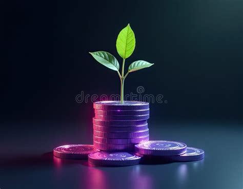 Plant Growing From Stack Of Coins Financial Growth Concept Stock Illustration Illustration