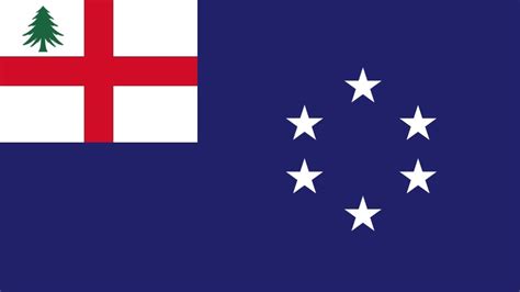Flag Of England With Five Stars And Fir Tree