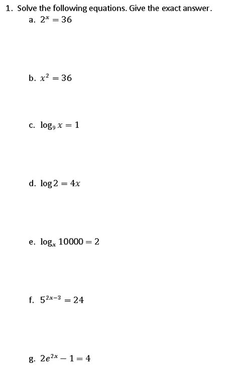 Solved Identify What Type Of Equation Is Given The Choices