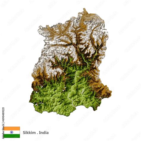 Sikkim State Of India Topographic Map Eps Stock Vector Adobe Stock