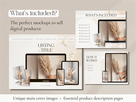Etsy Listing Template Etsy Listing Mockup Neutral Bundle Includes 3