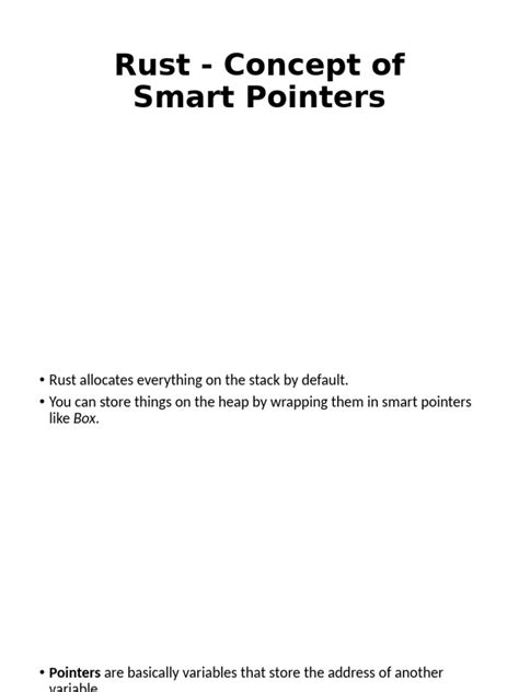 Rust Concept Of Smart Pointers Pdf Pointer Computer Programming