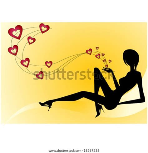 Beautiful Sexy Girl Vector Illustration Hearts Stock Vector Royalty