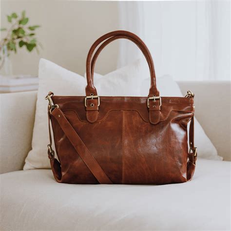 Large Leather Tote Bag Laptop Bag Tan By The Leather Store